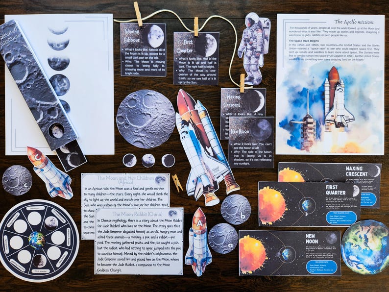 The Moon, Phases of the Moon, Printables, Homeschool Unit, Curriculum ...