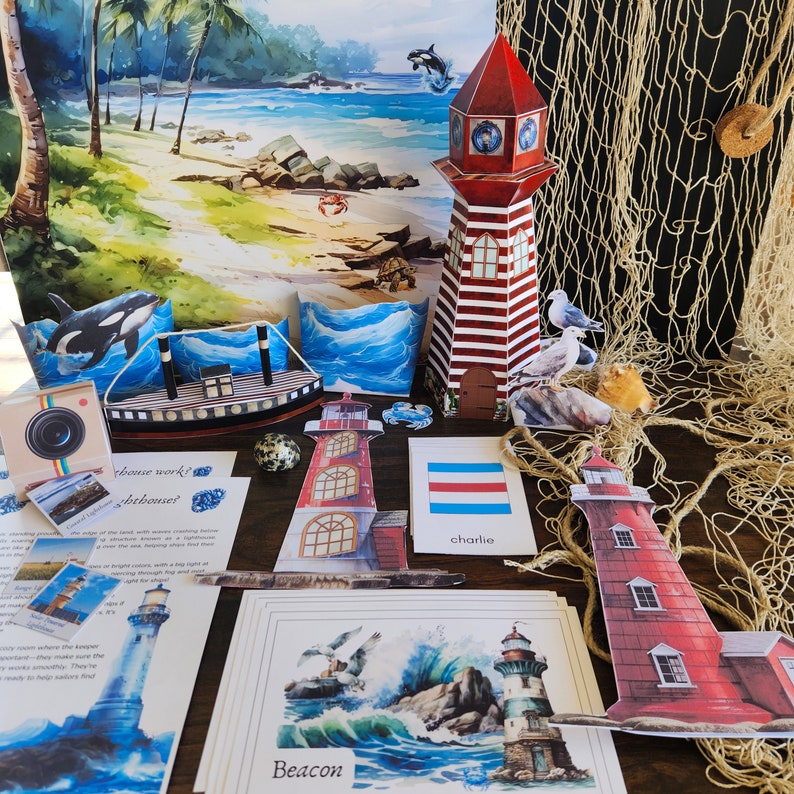 Lighthouse Printable Activity Pack: 3D Paper Crafts, Homeschool Unit ...