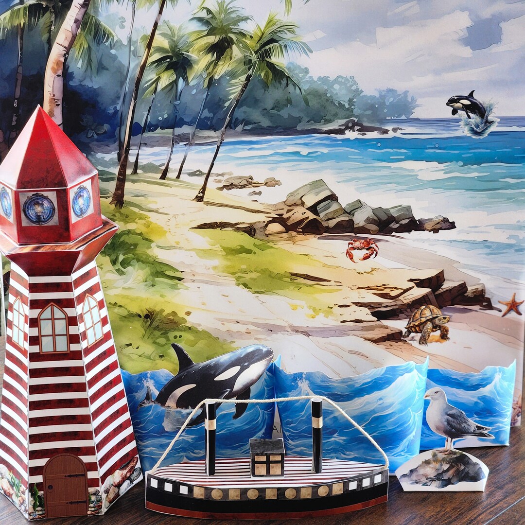 Lighthouse Printable Activity Pack: 3D Paper Crafts, Homeschool Unit ...