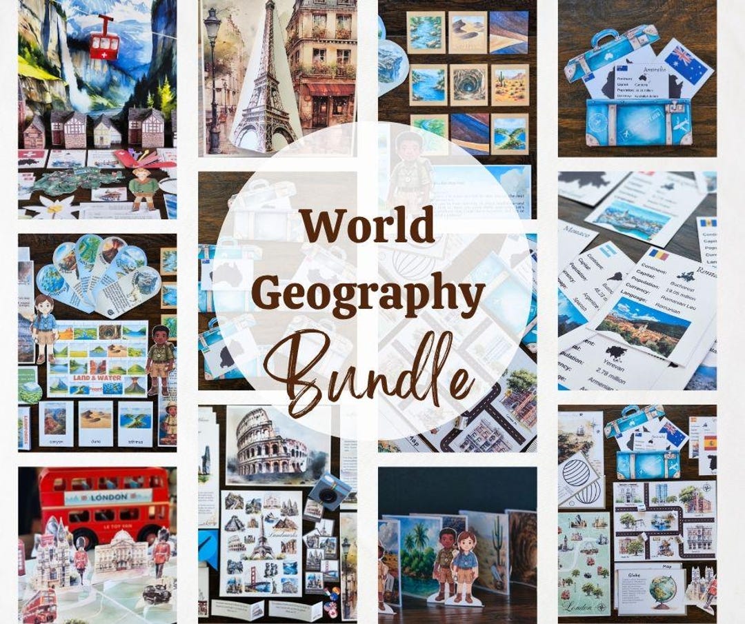 World Geography Mega Bundle: Homeschool Printable Activities (ages 6-12 ...