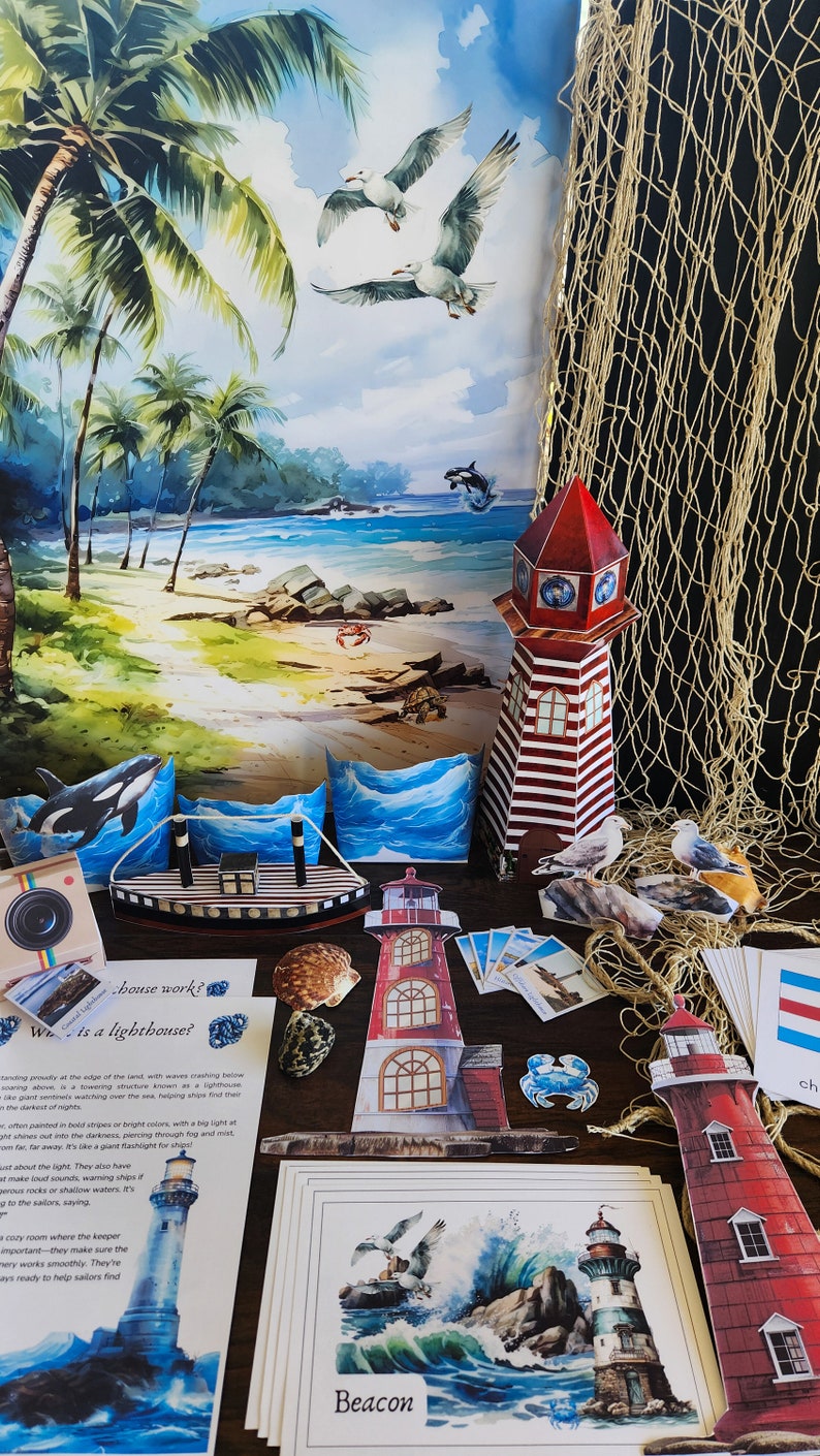 Lighthouse Printable Activity Pack: 3D Paper Crafts, Homeschool Unit ...