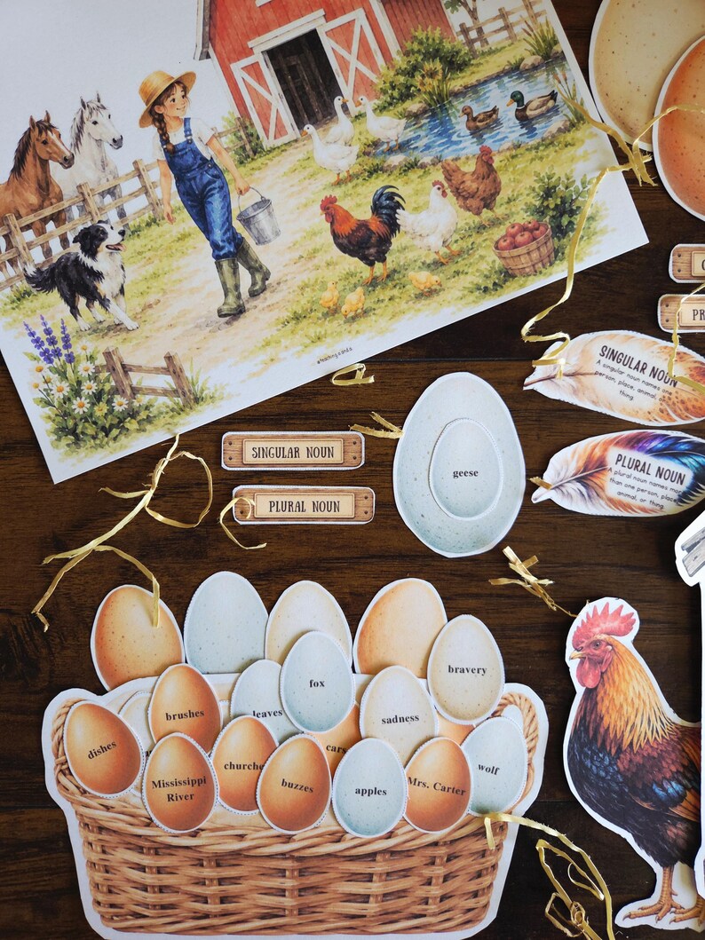 Farm Grammar: Hands-on Nouns Printable Pack for Elementary Kids - Etsy ...
