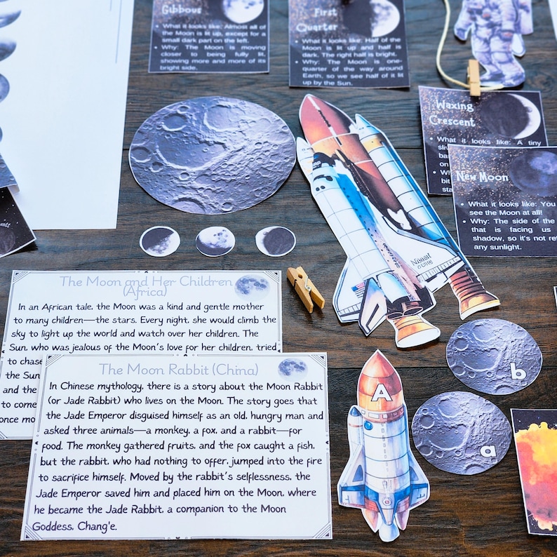 Moon Phases Printable Pack: Apollo Missions Homeschool Curriculum - Etsy