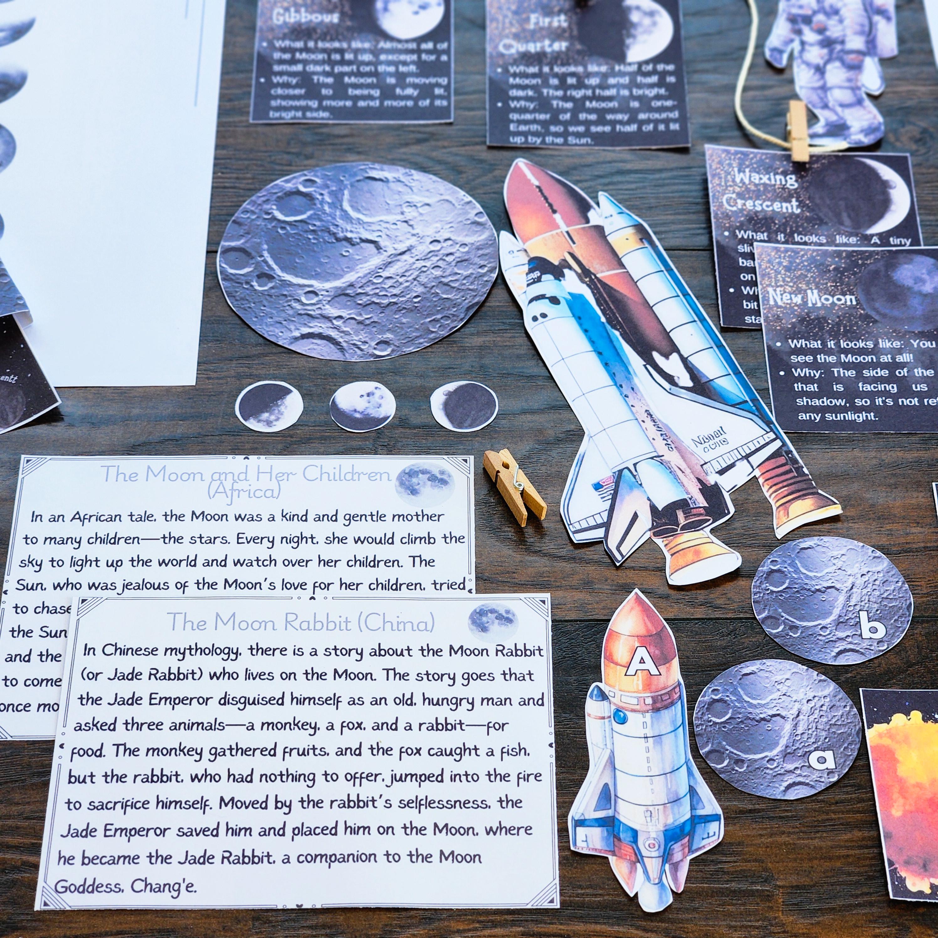 The Moon, Phases of the Moon, Printables, Homeschool Unit, Curriculum ...