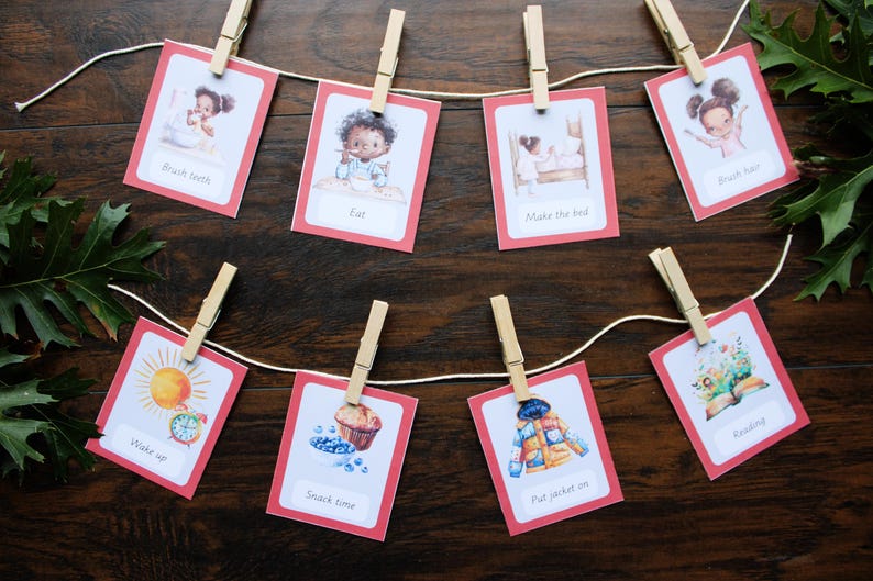 Watercolor Daily Routine Cards: Visual Schedule & Chores Mat (printable ...