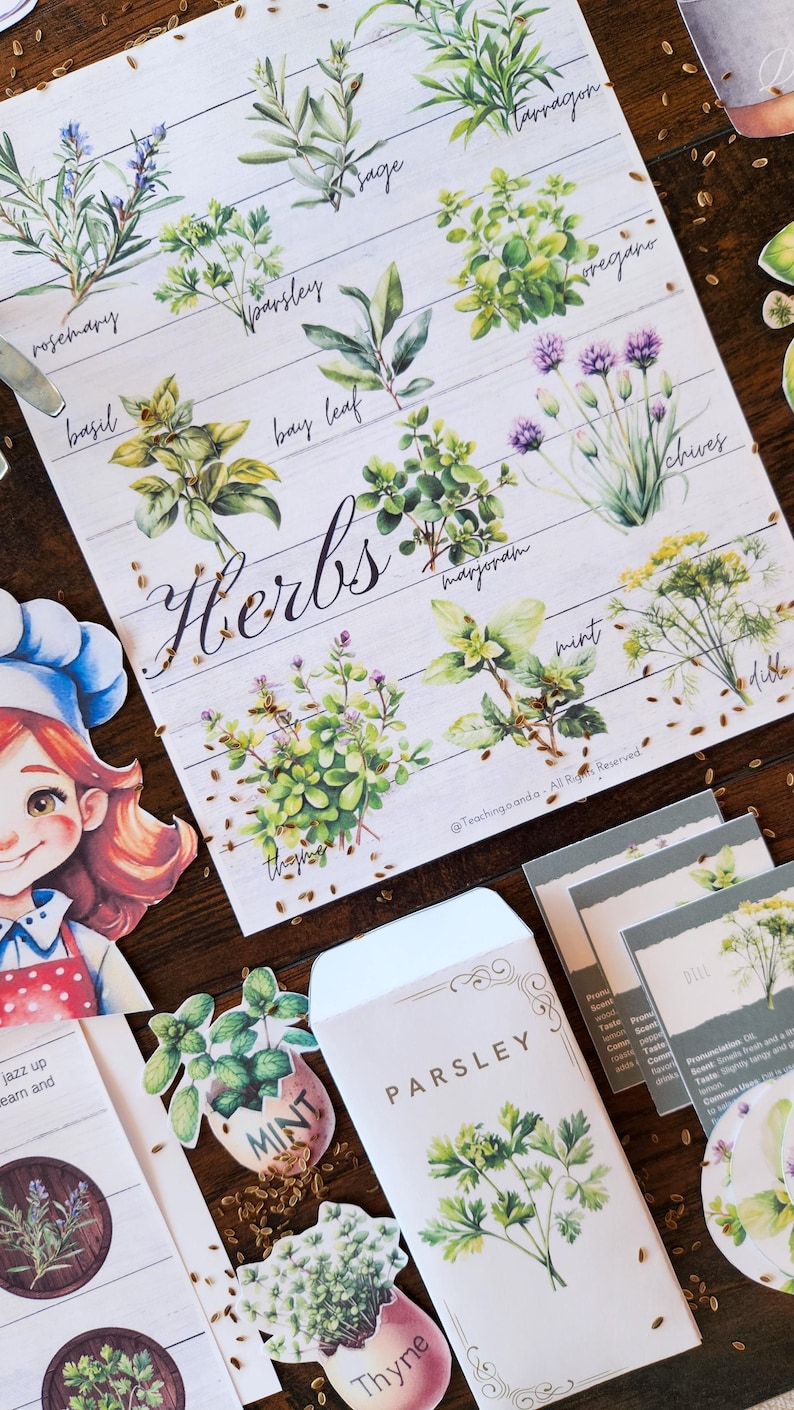 Herbs Unit Study: Montessori 3-part Cards & Activities (printable) - Etsy