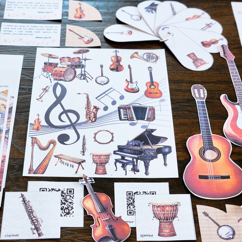 Musical Instruments, Printables, Piano, Guitar, Drums, Harp, Banjo ...