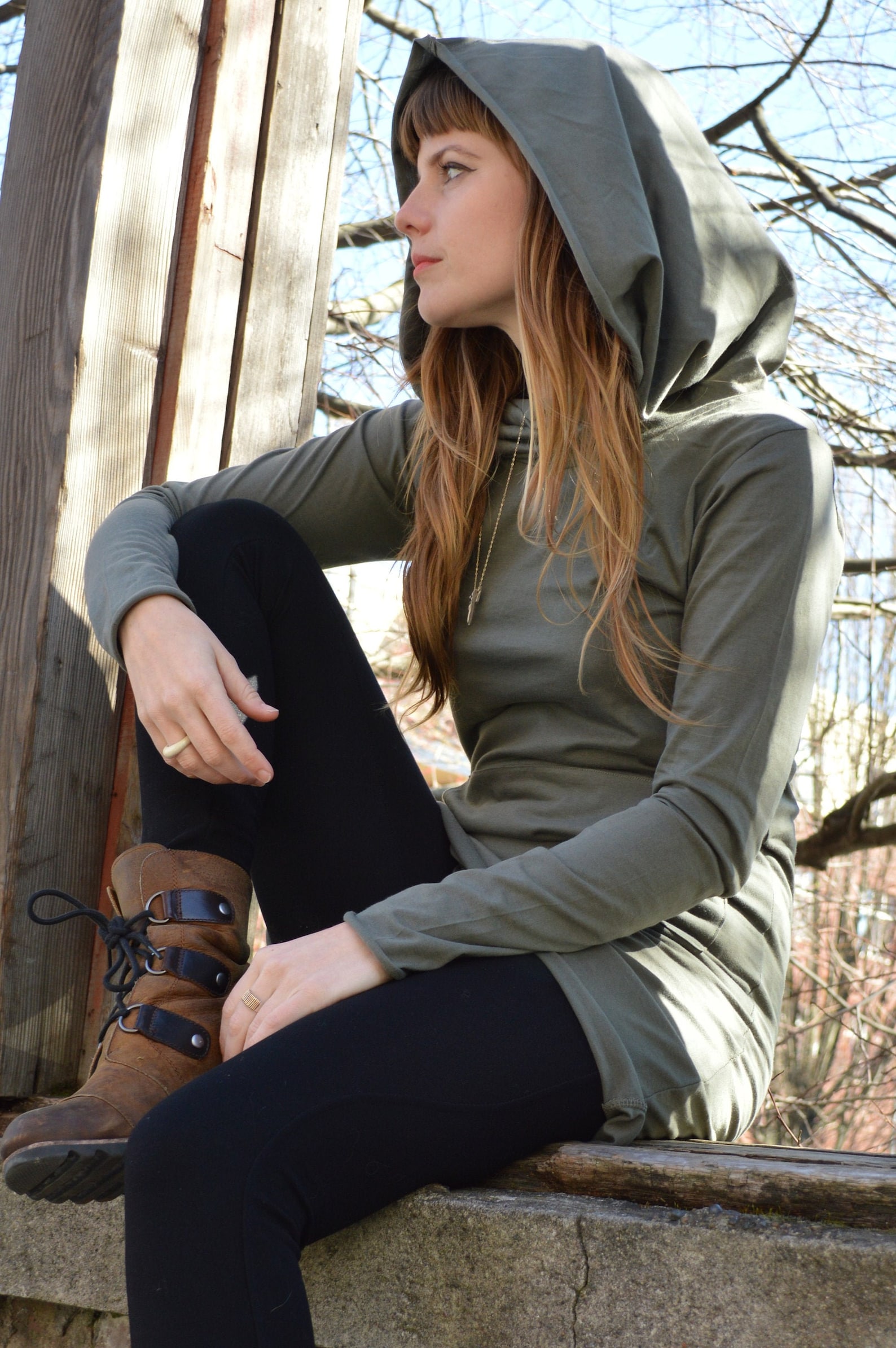 Nomad Dress -*new Colors* Hooded Cowl Dress With Pocket- Made From 100% ...