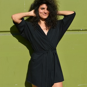 Organic Cotton Robe - Lightweight Cotton Robe - Wrap Dress - Hooded ...