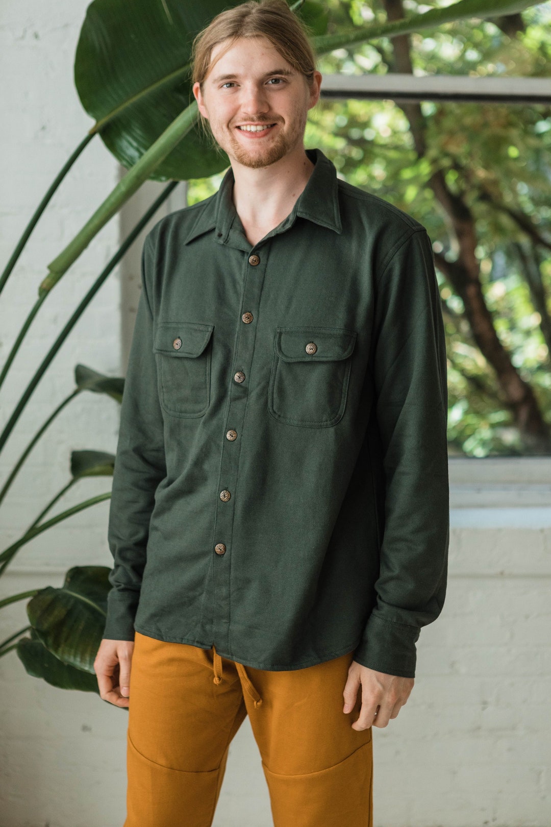 Organic Cotton Fleece Button Up Warm Button Down Shirt Warm - Etsy