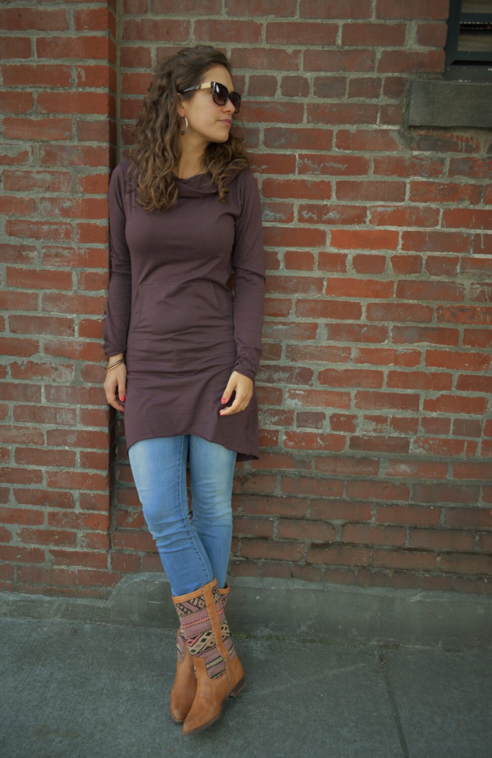 Nomad Dress new Colors Hooded Cowl Dress With Pocket Made | Etsy