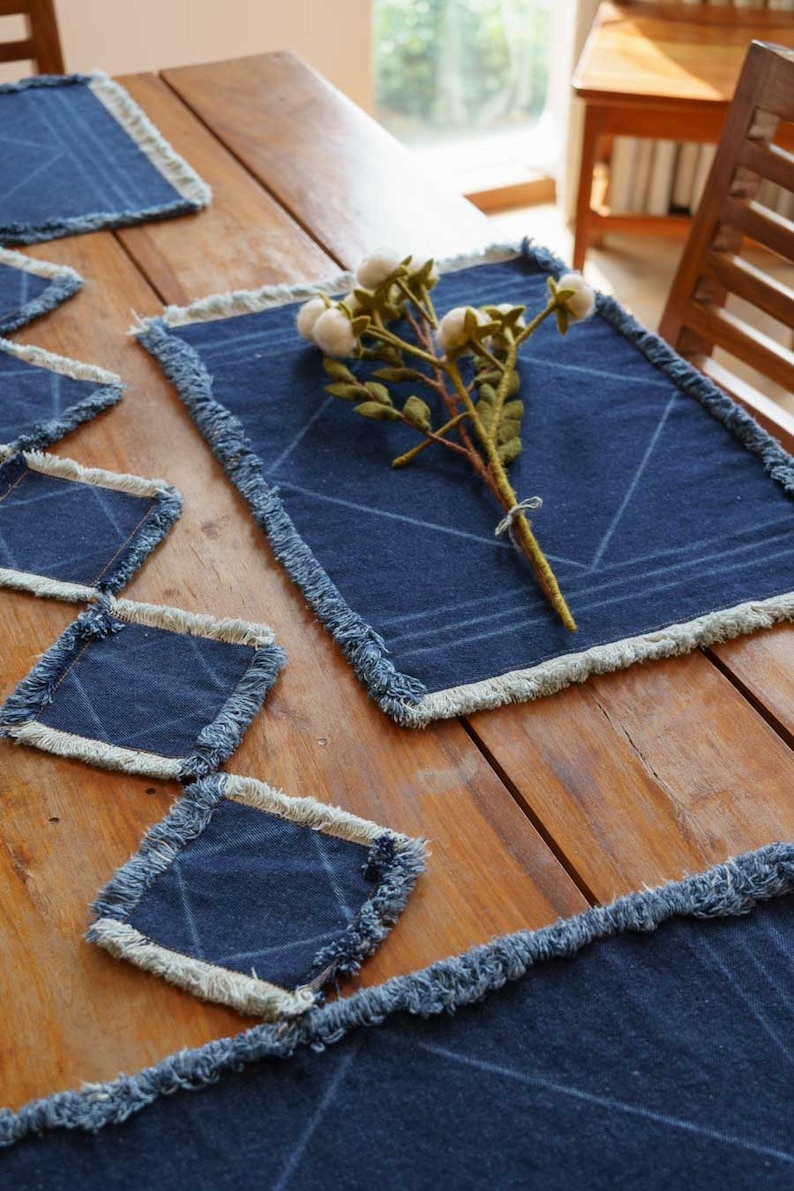 Stonewashed Denim Tableware - Placemats and Coasters - Organic Cotton ...