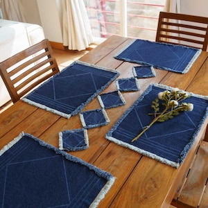 Stonewashed Denim Tableware - Placemats and Coasters - Organic Cotton ...