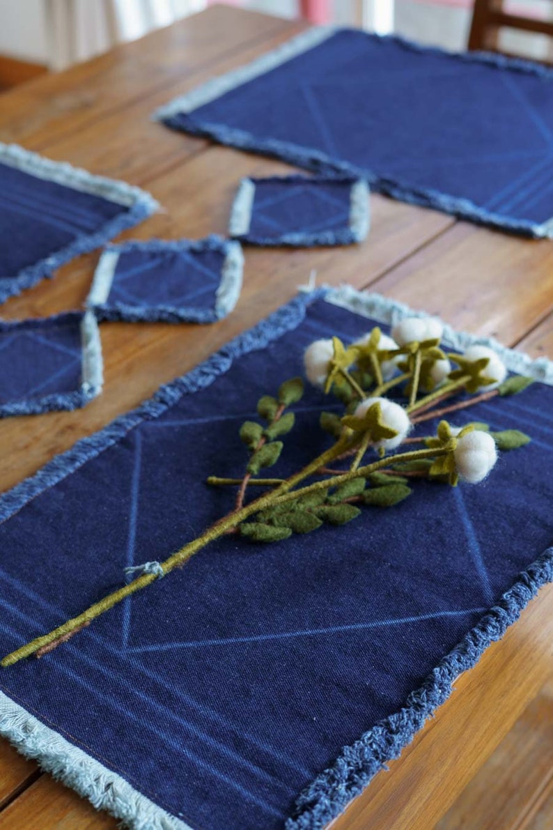 Stonewashed Denim Tableware - Placemats and Coasters - Organic Cotton ...