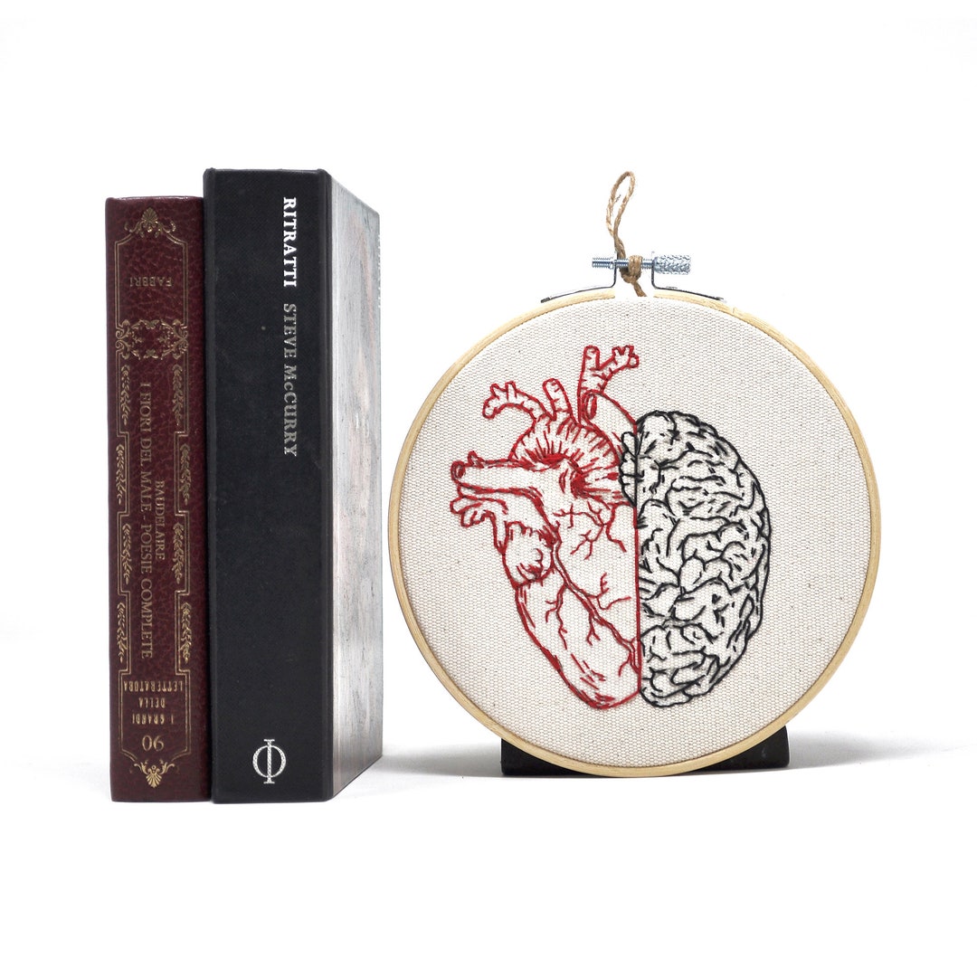 Half Anatomical Heart Half Anatomical Brain Embroidery Hoop Wall Art ...