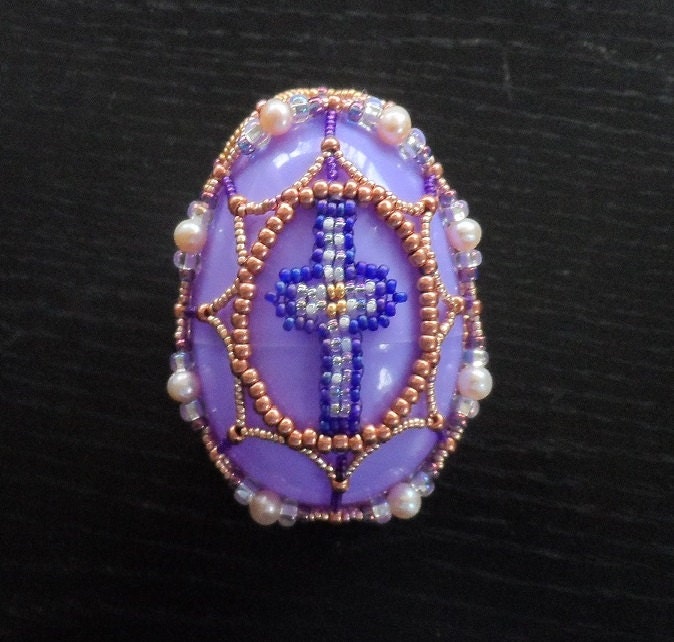 Beaded EASTER EGG Cross Pattern Tutorial PDF Ornament Cover - Etsy