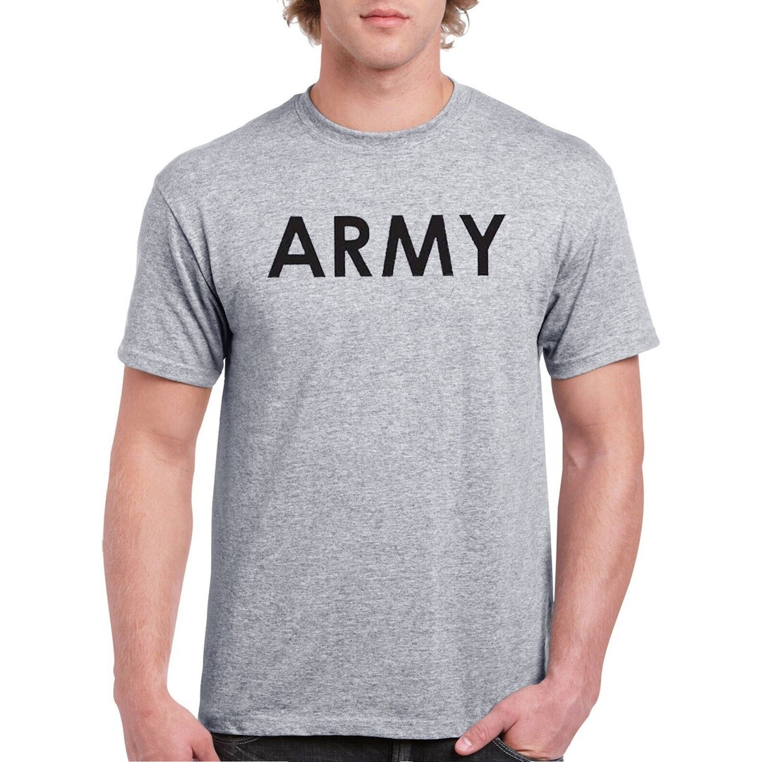ARMY Pt United States US Physical Soldier Star Training Tee GREY T ...