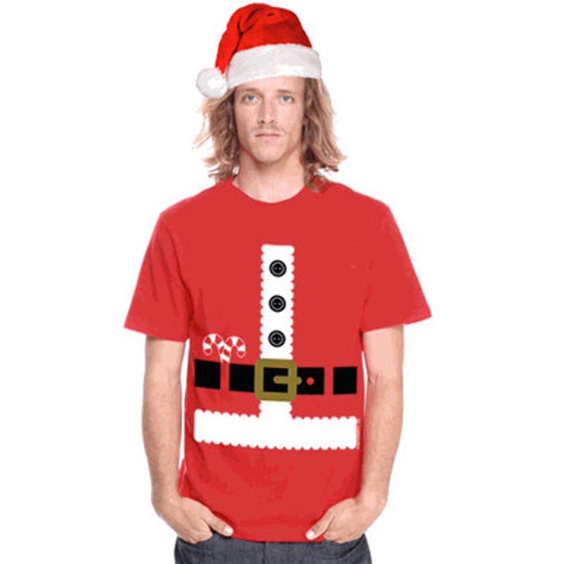 Santa Claus Costume Christmas T Shirt funny college xmas red | Etsy