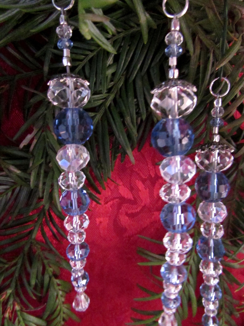 Icicle Ornament Blue & Clear Glass Crystal Icicle Christmas | Etsy