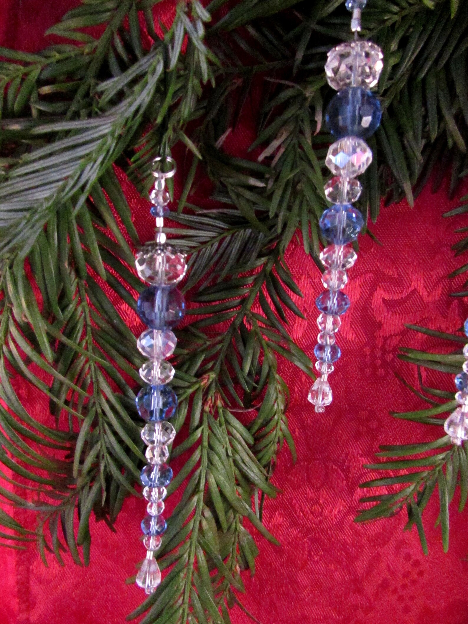 Icicle Ornament Blue & Clear Glass Crystal Icicle Christmas | Etsy