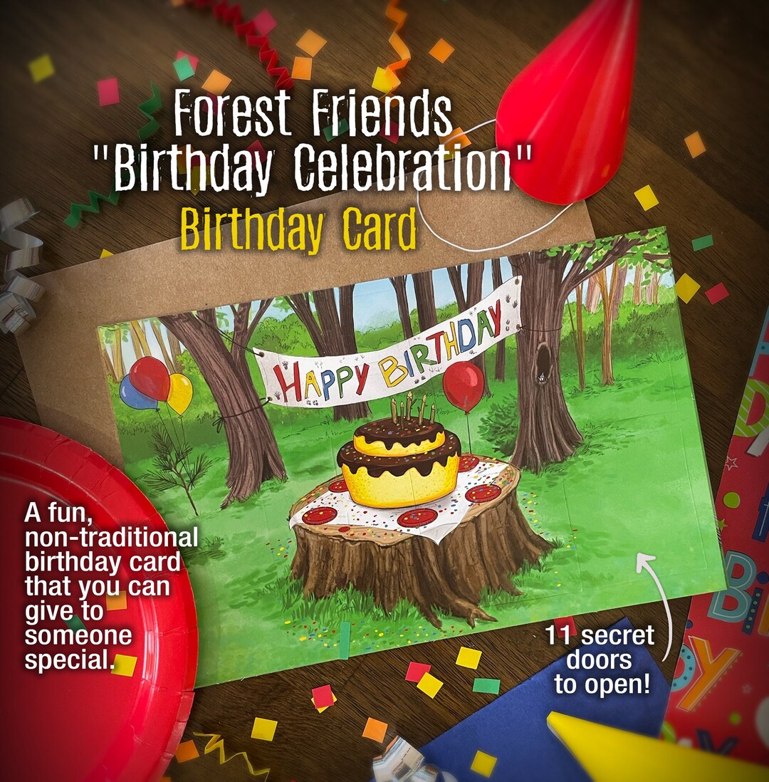 Forest Friends Birthday Card - Interactive Greeting Card - Mystery Door ...