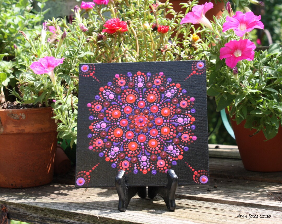 6x6 Dot Painting in Red/purple - Etsy