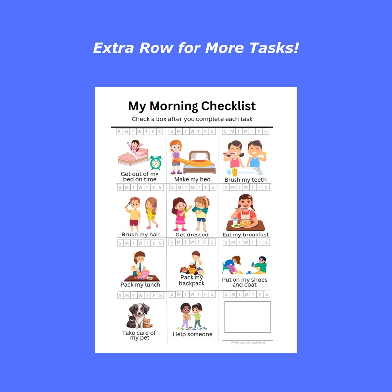 Printable Morning Routine Chart for Kids: Daily Checklist (PDF Download ...