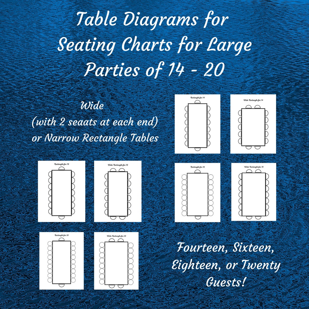 Table Diagrams for Seating Charts for Large Parties of 14 to 20 Guests ...