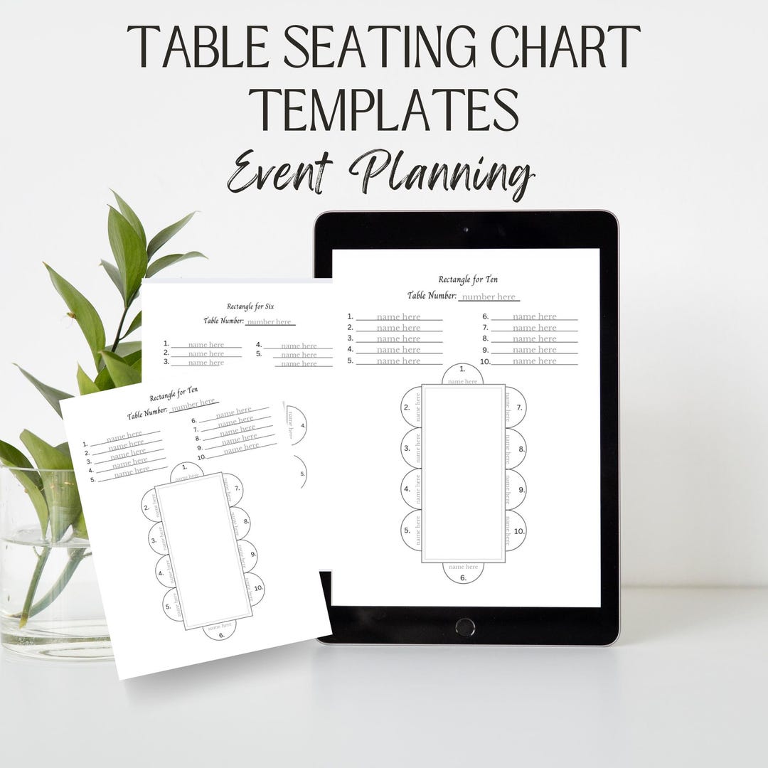 Editable Table Seating Chart Templates – Square & Rectangle Layouts for ...