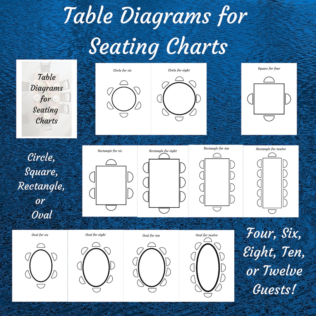 Table Diagrams for Seating Charts: Square, Circle, Oval, & Rectangle ...