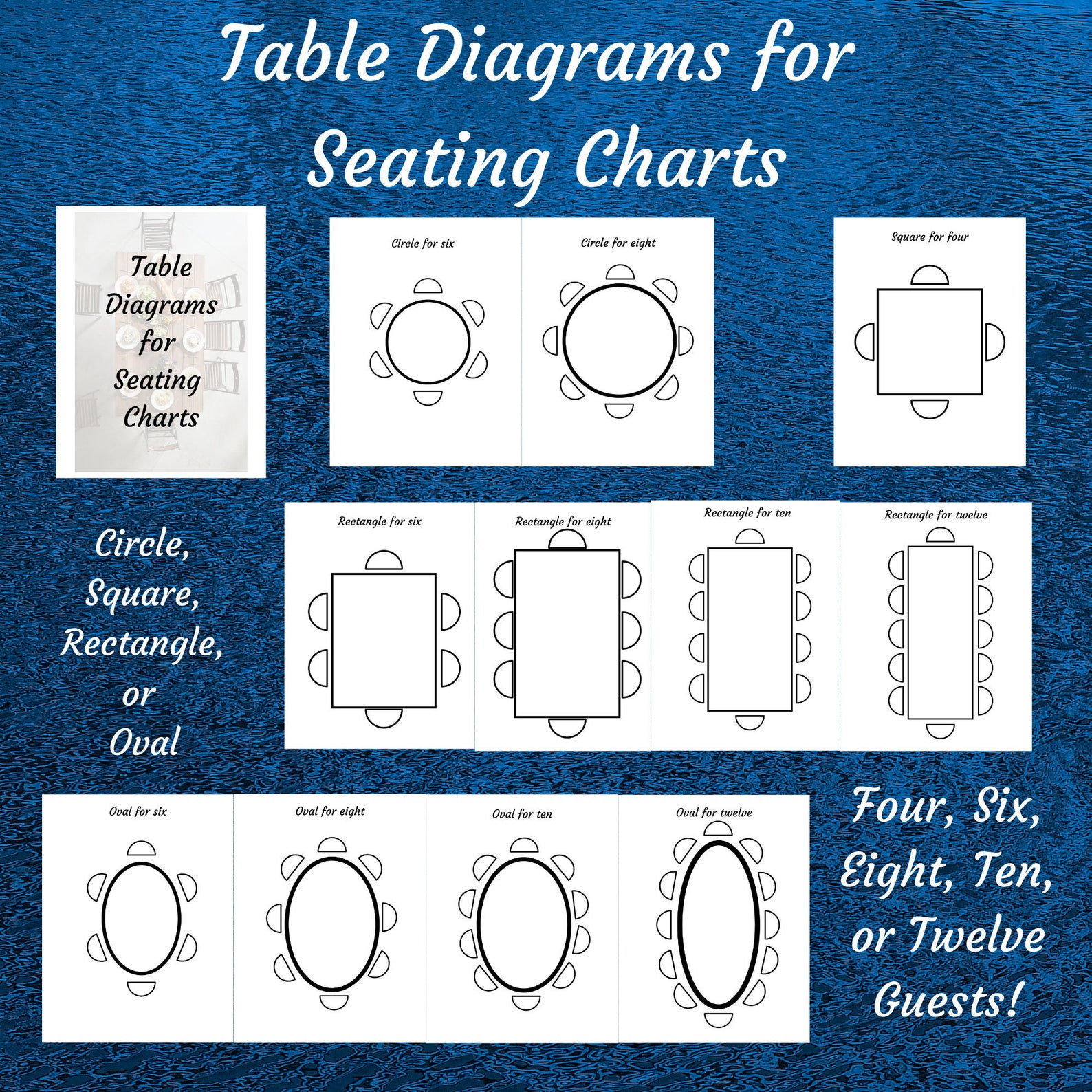 Printable Seating Chart Diagrams: Table Layouts for Weddings, Parties ...