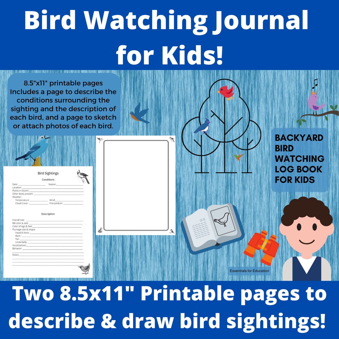 Kids Bird Watching Journal: Printable Sighting Log & Nature Activity ...