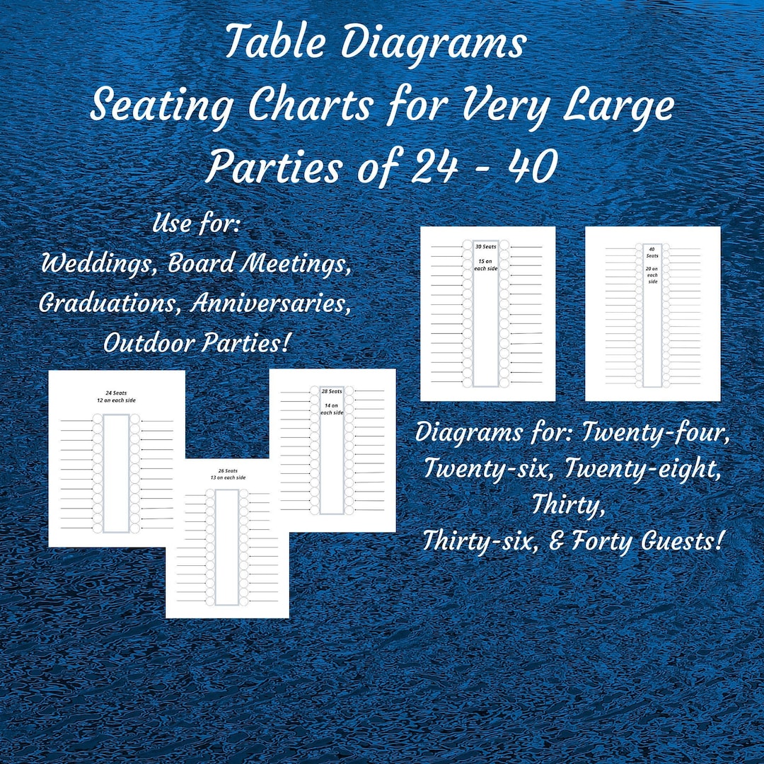 Table Diagrams for Seating Charts for Very Large Parties of 24 to 40 ...