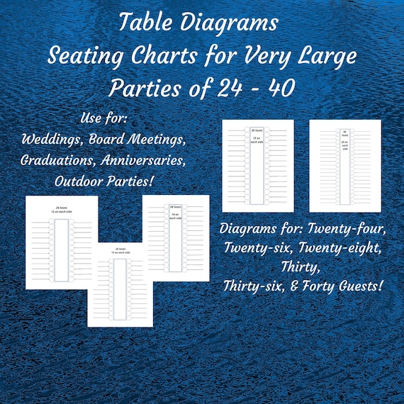 Table Diagrams for Seating Charts for Very Large Parties of 24 - Etsy