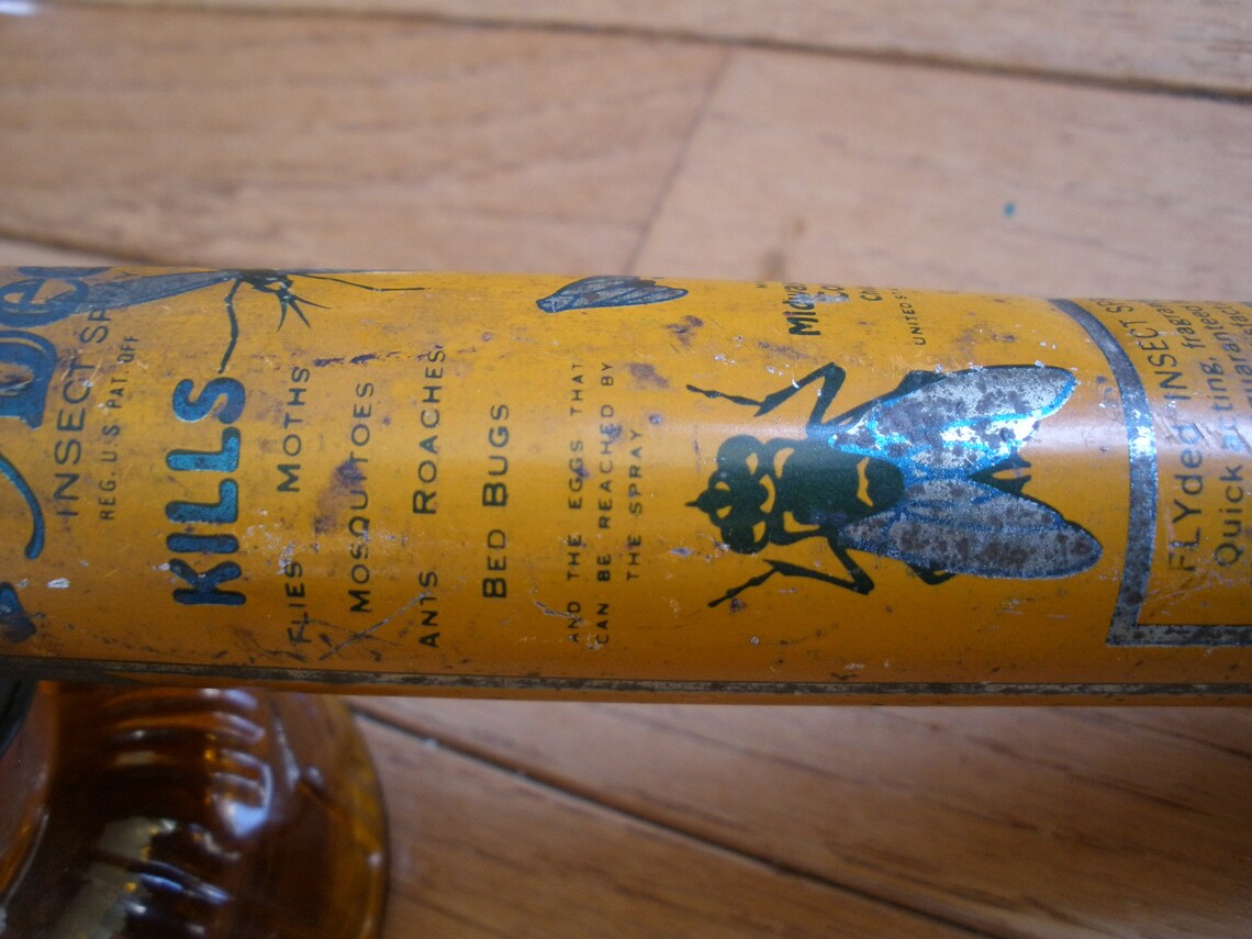 1940s FLY DED Insect SPRAYER & Original Amber Glass Bottle - Etsy