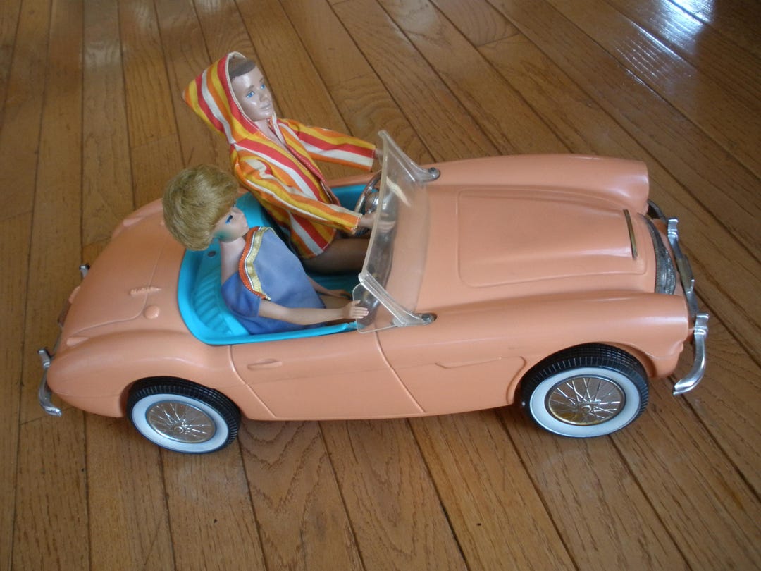 Vintage BARBIE Austin Healey Car, 1960s Bubble Cut Barbie & Ken DOLL ...