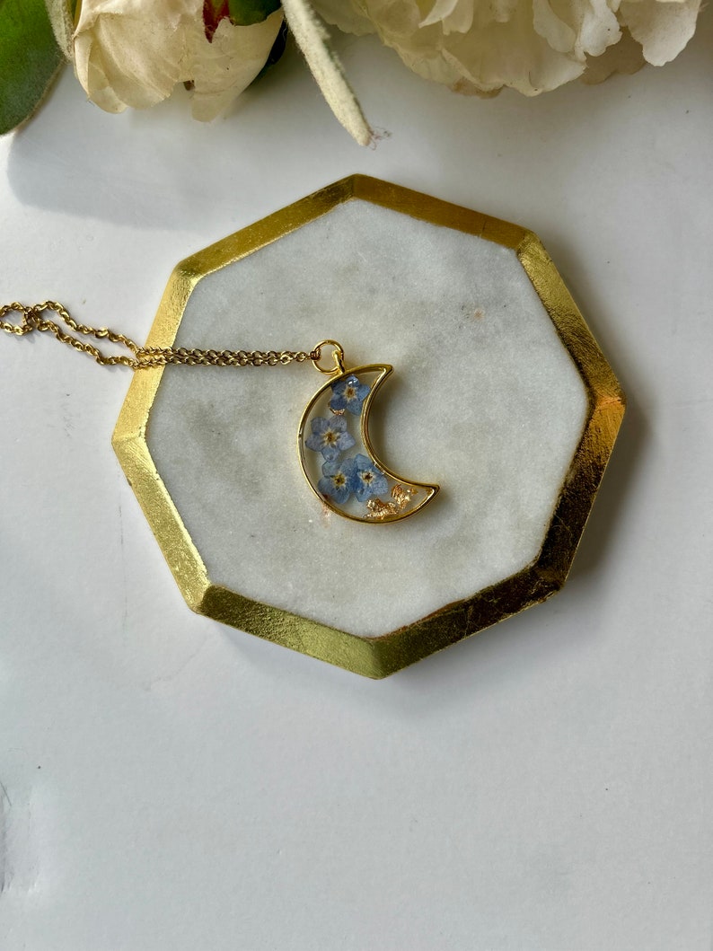 Resin Floral Moon Pendant - Etsy