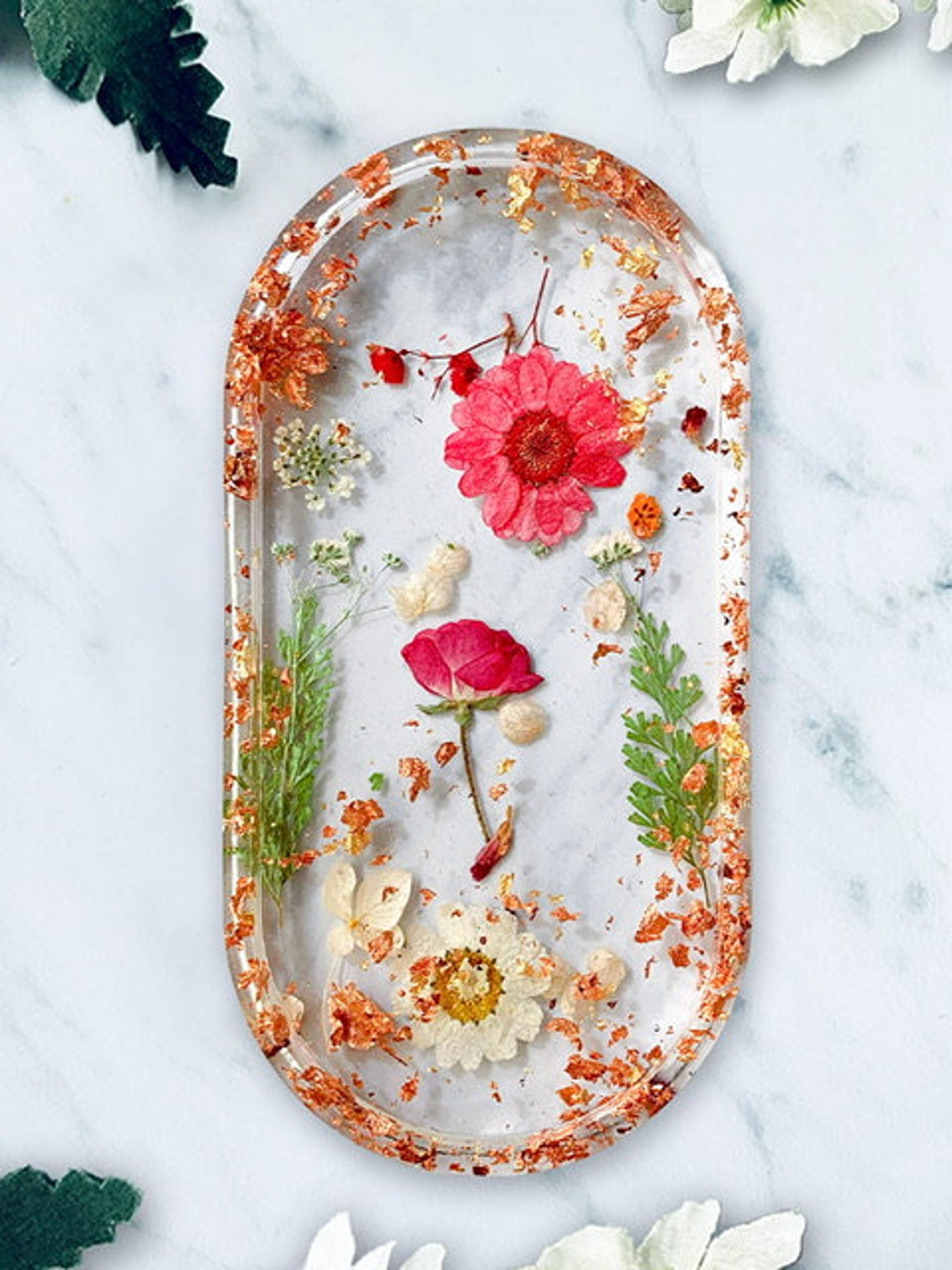Reds & Pink Floral Trinket Tray | Modern Bathroom | Fall Decor | - Etsy