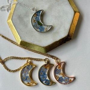 Resin Floral Moon Pendant - Etsy