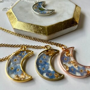 Resin Floral Moon Pendant - Etsy