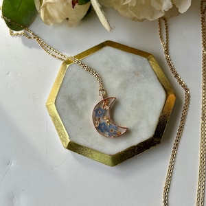 Resin Floral Moon Pendant - Etsy