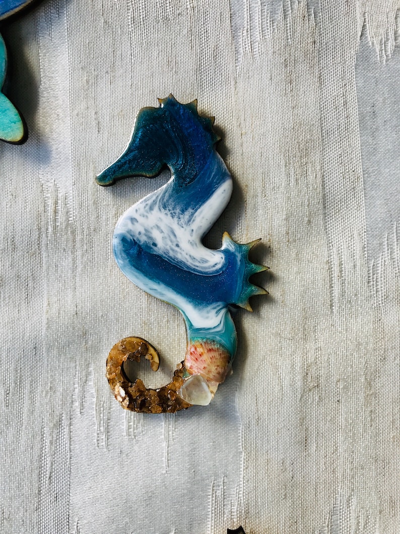 Mini Seahorse - Ocean Pour Magnet - Etsy