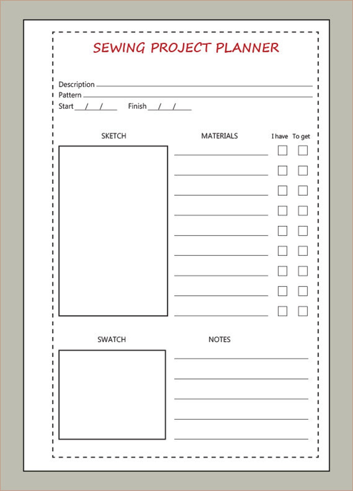 Sewing Planner PDF Printable Planner Sewing Project Planner - Etsy Canada