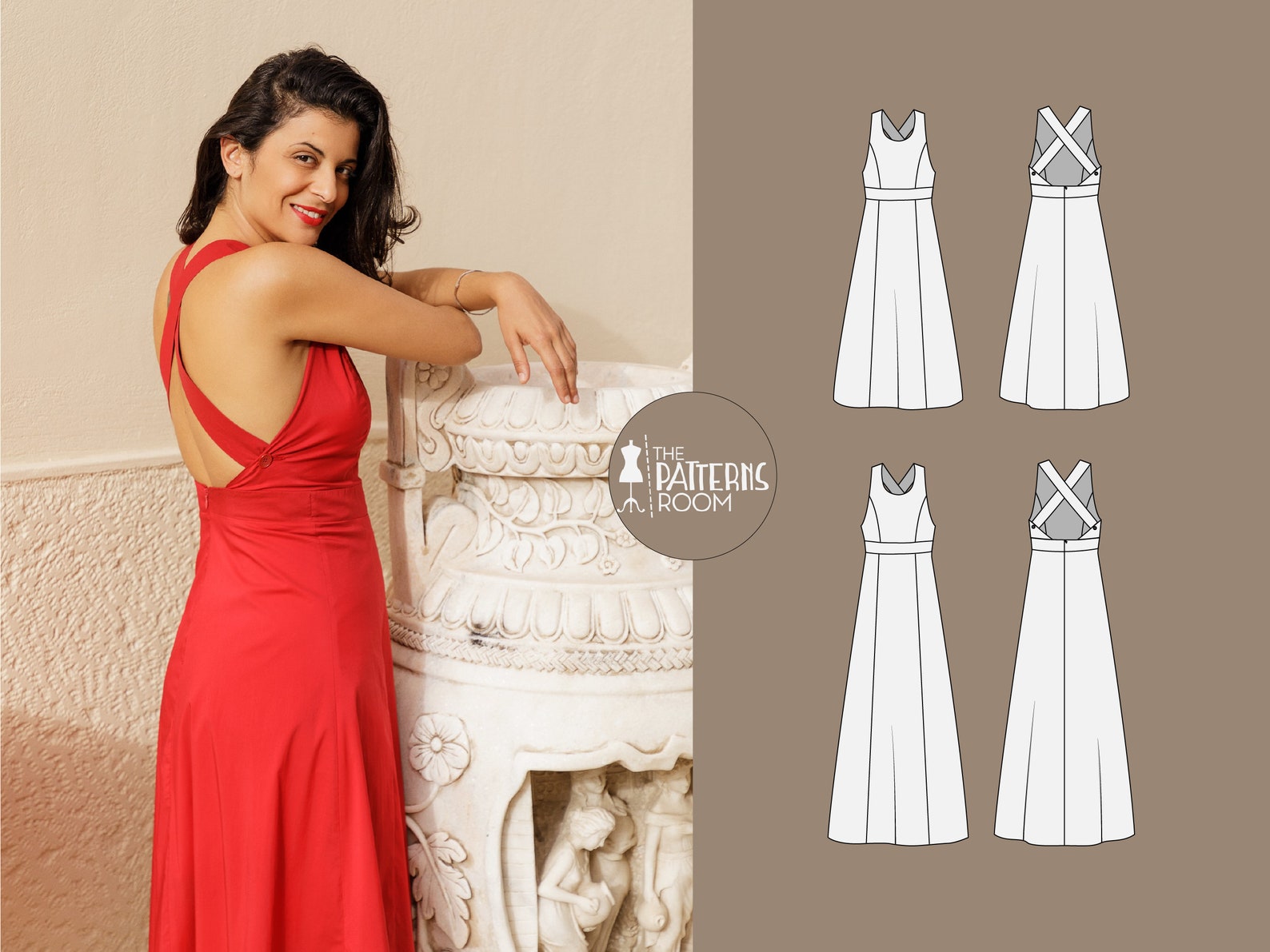 Backless Dress Pattern Sizes 10-20 Pdf Party Dress Pattern - Etsy