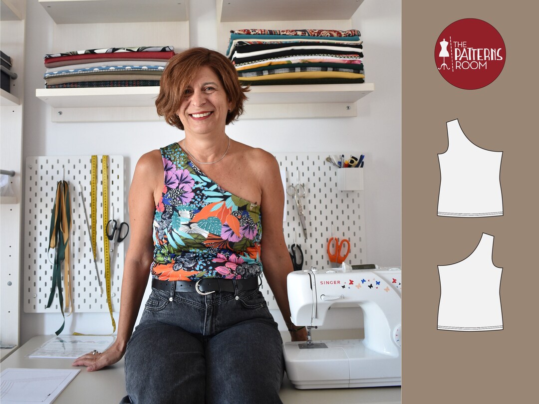 One Shoulder Top Pattern, Sizes 10-18, Pdf, One Shoulder Sewing Pattern ...