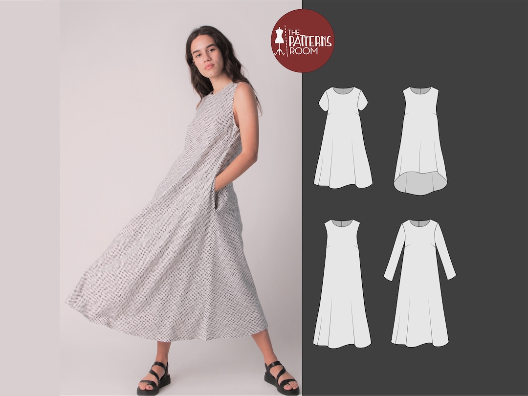 Shift Dress Sewing Pattern: Women's A-line Maxi Dress (sizes 10-18 ...