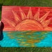 Original Sunset Water Sun Painting/ Acrylic Canvas 10x14/ One-of-a-kind ...