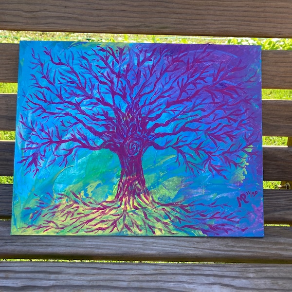 Be Kind Rainbow Tree Painting - Etsy