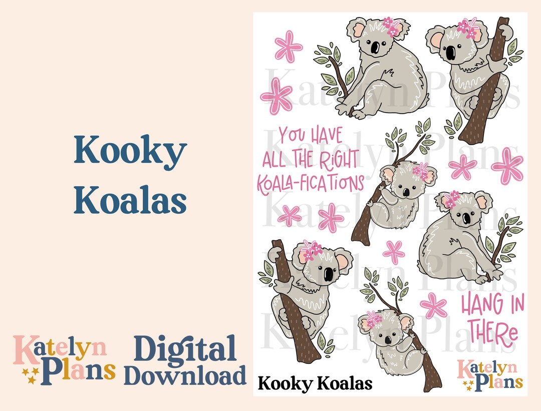Kooky Koalas Printable Planner Stickers (digital Download) - Etsy