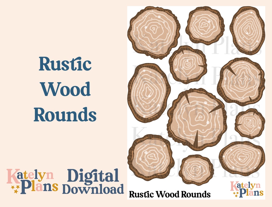 Rustic Wood Rounds Printable Planner Stickers (digital Download) - Etsy